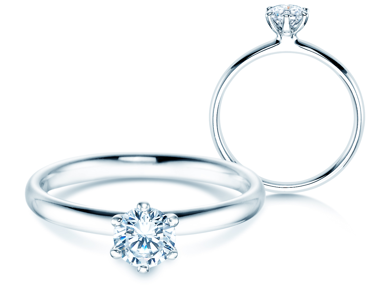 Engagement ring Classic 6 in 9K white gold