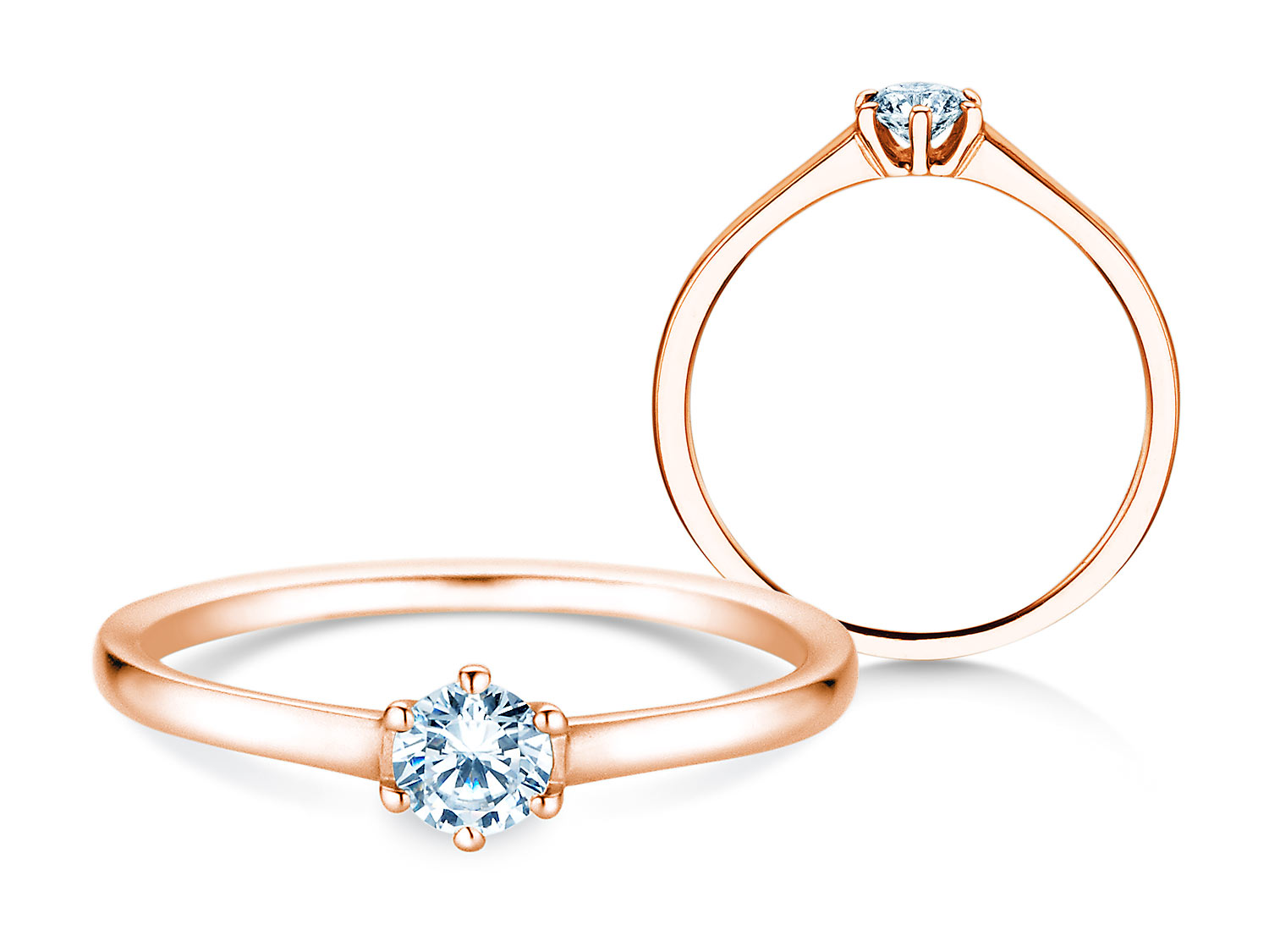 Engagement ring Madison in 9K rosé gold with diamond 0.15ct G/SI
