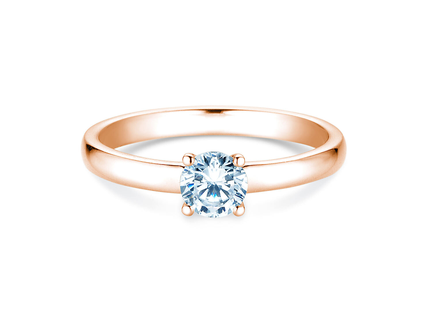 Engagement ring Pure in 9K rosé gold with diamond 0.50ct H/SI
